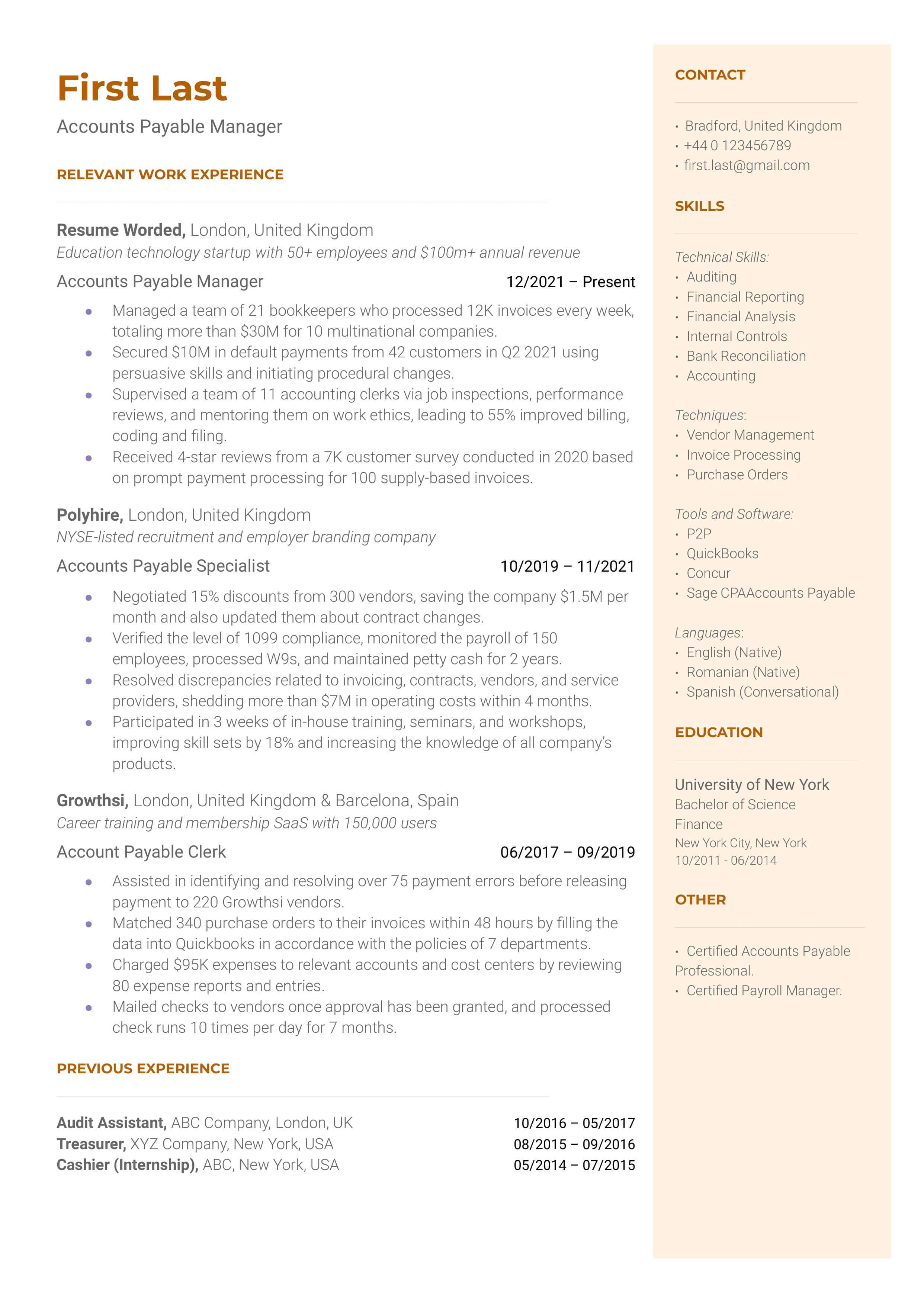 Senior Account Executive Resume Example For 2023 Resume Worded