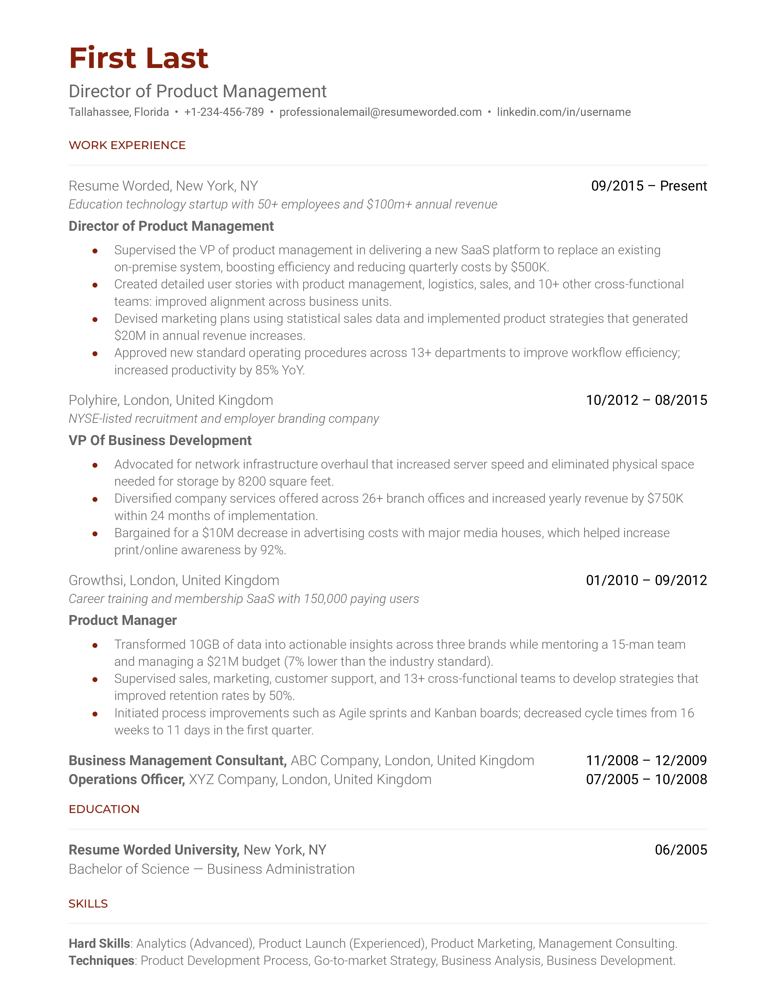 6 Director Of Product Management Resume Examples For 2023 Resume Worded