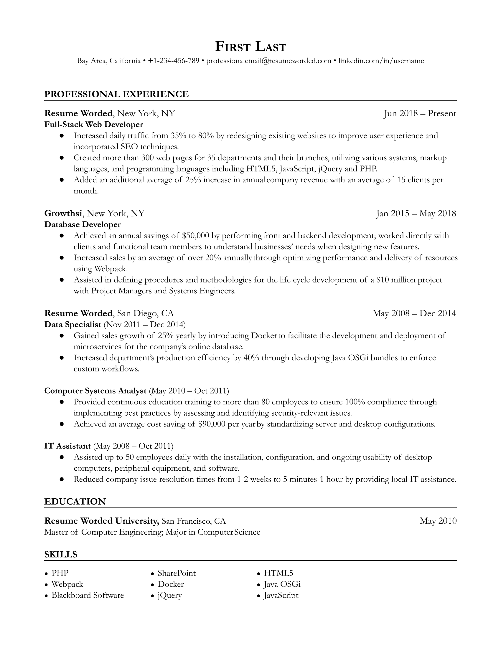14 Full Stack Developer Resume Examples For 2023 Resume Worded