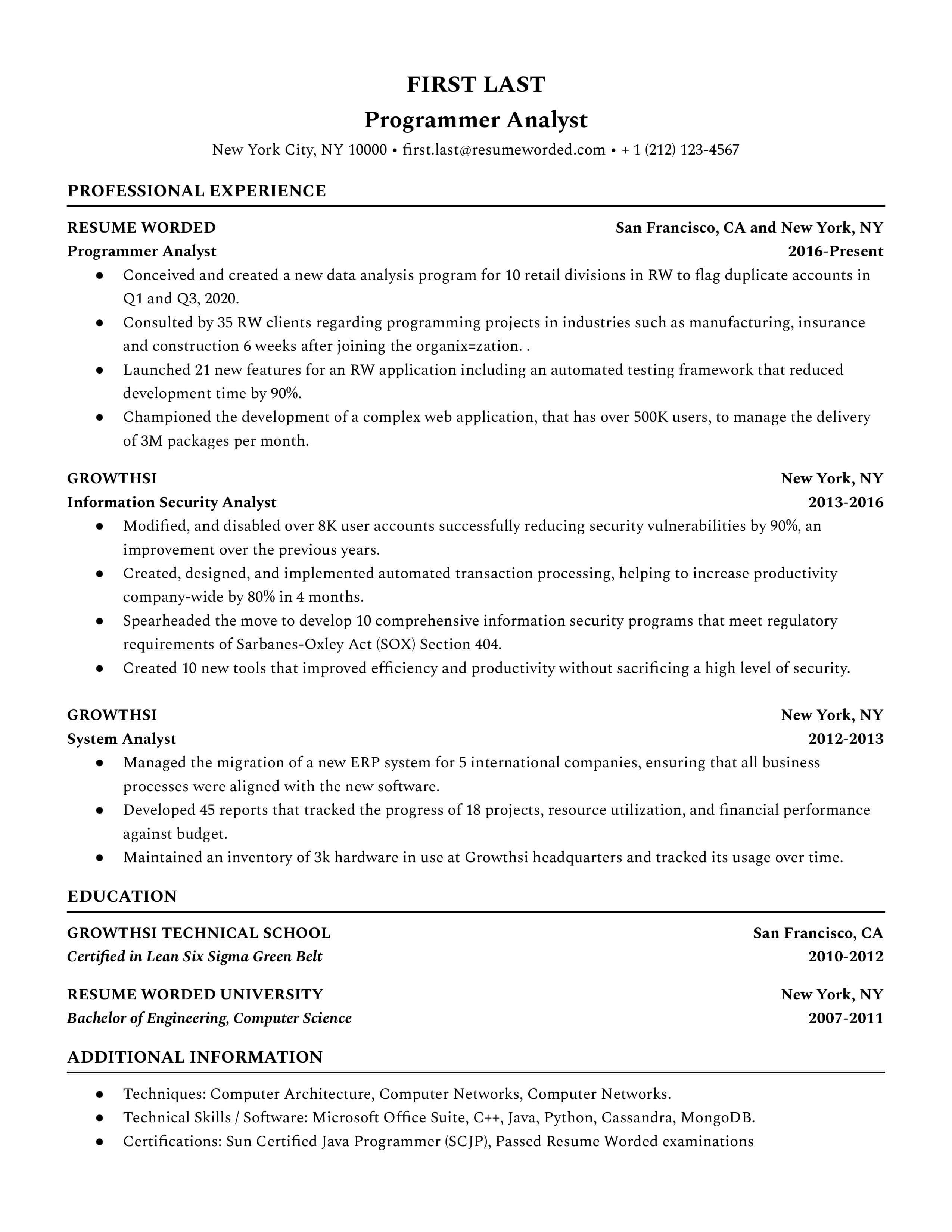 PLC Programmer Resume Example For 2023 Resume Worded