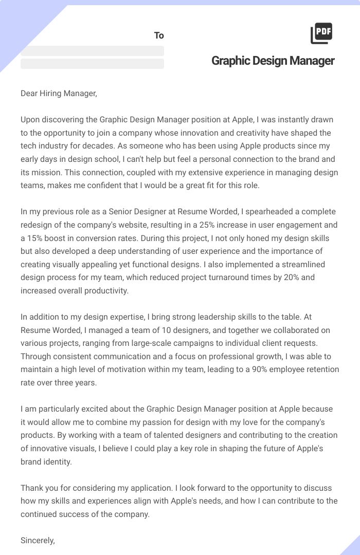 Graphic Design Cover Letter Examples